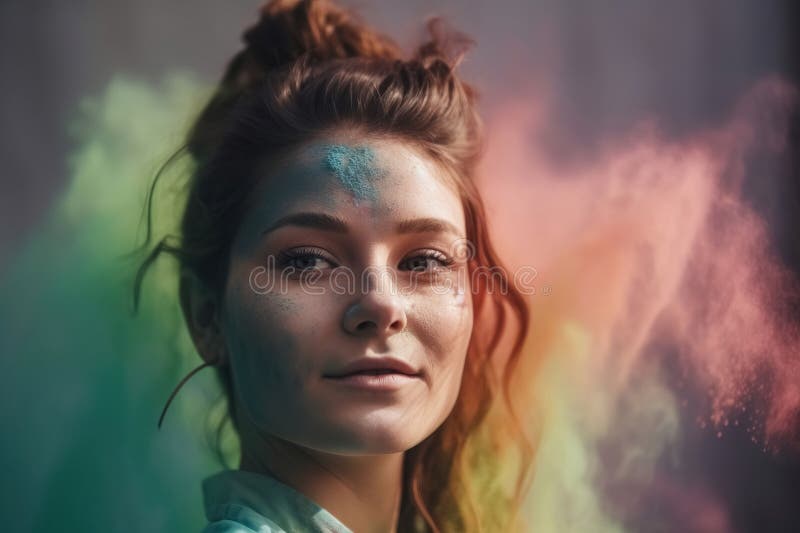 Exploding Colour Powder in Rainbow Colours Forming a Portrait of a ...