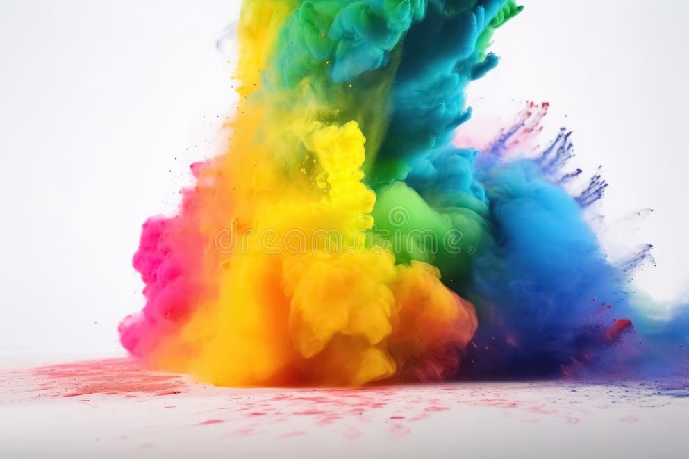 Exploding Colour Powder in Rainbow Colours on a White Background ...