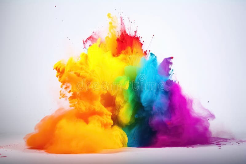 Exploding Colour Powder in Rainbow Colours on a White Background ...