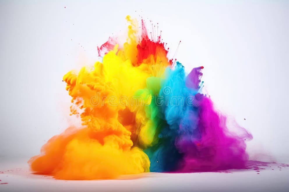 Exploding Colour Powder in Rainbow Colours on a White Background ...