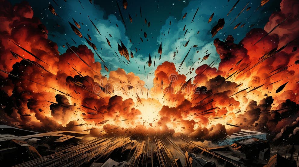Exploding Comic Book Images in American Style with a Vibrant Background ...