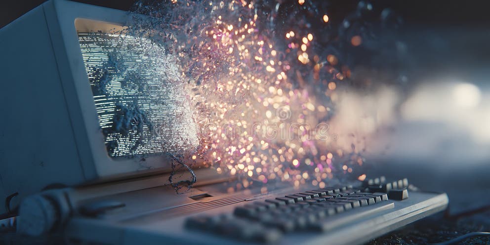 Exploding Computer Digital Data Burst Technology Background Stock ...