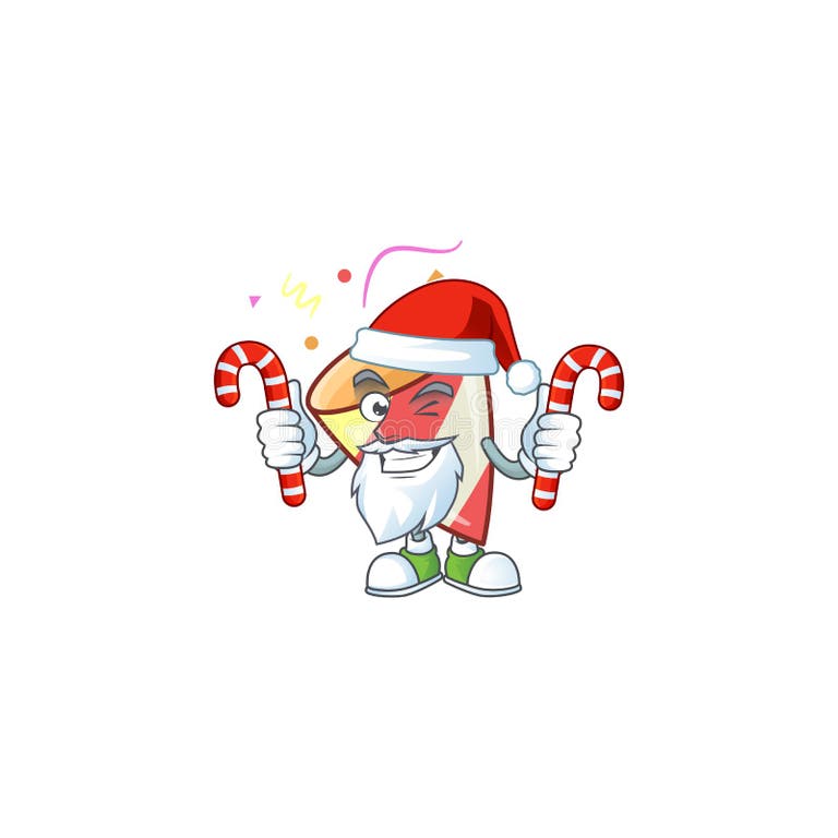 Exploding Confetti Cartoon Character in Santa with Candy Stock Vector ...