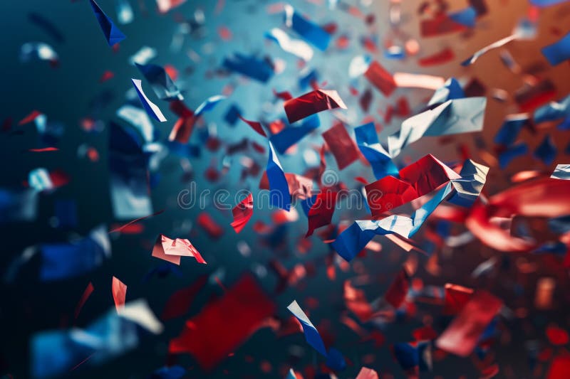Exploding Confetti in Red, White, and Blue Colors Stock Photo - Image ...