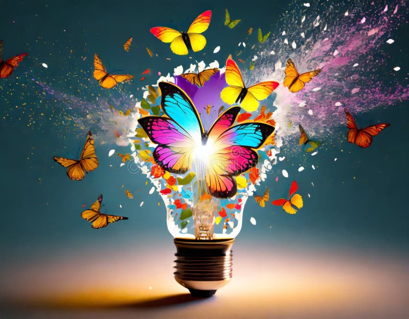 Exploding Creativity. with Light Bulb Exploding in Colorful Colors ...