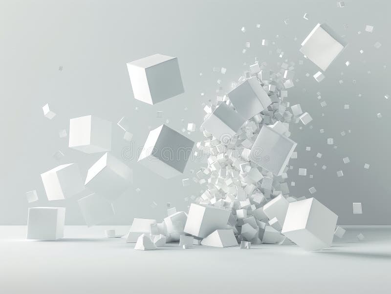 Exploding Cubes Abstract Concept Stock Photo - Image of geometric, decorative: 310908044