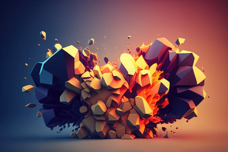 Exploding 3D Shapes on Gradient Background Stock Illustration ...