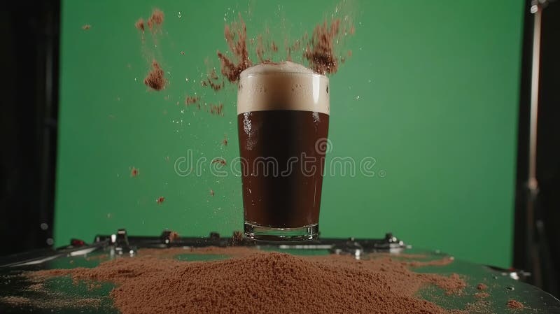 Exploding Dark Beer Studio Shot, Green Screen Stock Image - Image of ...