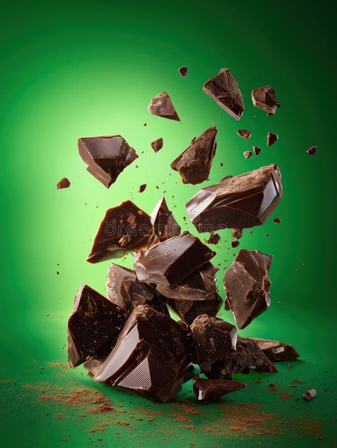 Exploding Dark Chocolate Pieces Stock Illustration - Illustration of ...