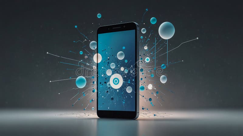 Exploding Data Concept Around Floating Smartphone Stock Illustration - Illustration of virtual ...