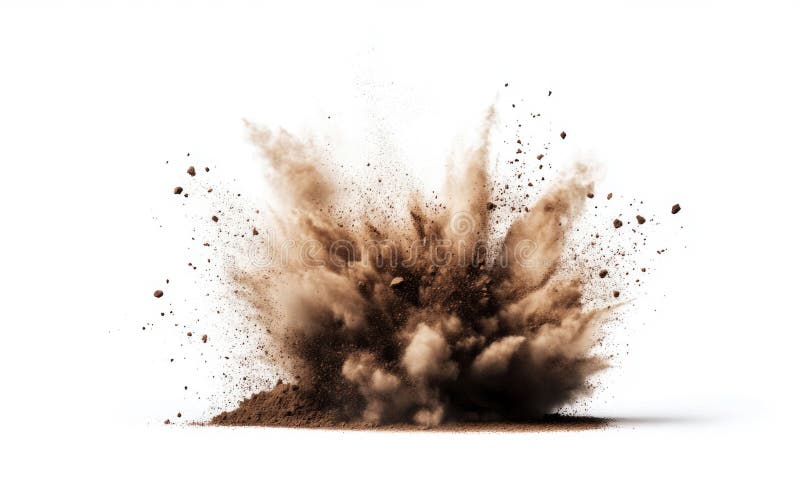 Exploding Dirt Cloud on White Background. Generative Ai Stock ...