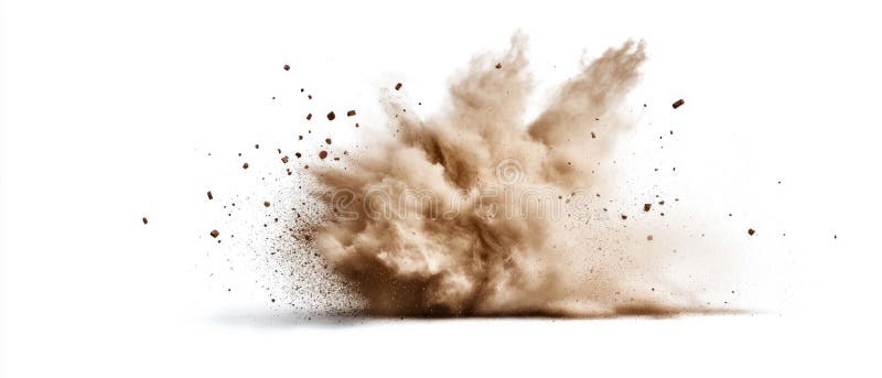 Exploding Dirt Cloud on White Background. Generative Ai Stock ...