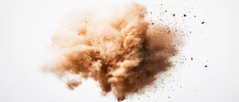Exploding Dirt Cloud on White Background. Generative Ai Stock ...