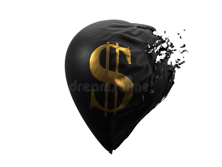 Exploding Dollar Currency Balloon. 3d Illustration Stock Illustration ...