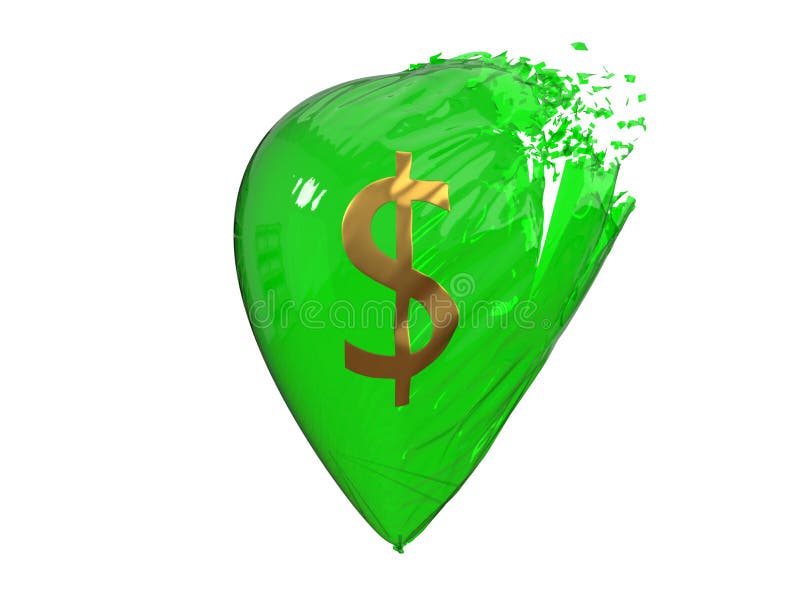 Exploding Dollar Currency Balloon. 3d Illustration Stock Illustration ...