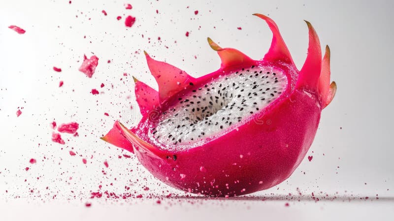 Exploding Dragon Fruit with Vibrant Pink and White Colors Captured in ...