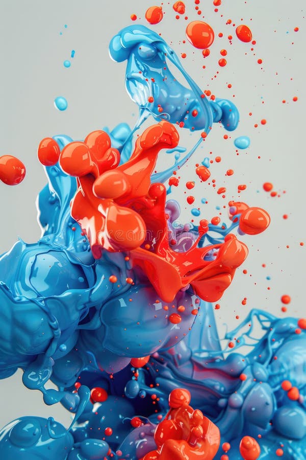 Exploding Drops of Red and Blue Liquid Frozen in Time, Showcasing ...