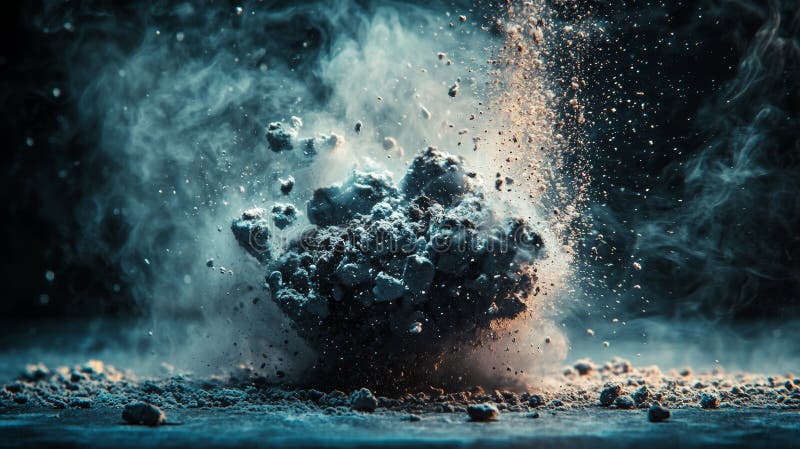 Exploding Dust Cloud with Particles in Dramatic Lighting Stock Photo ...