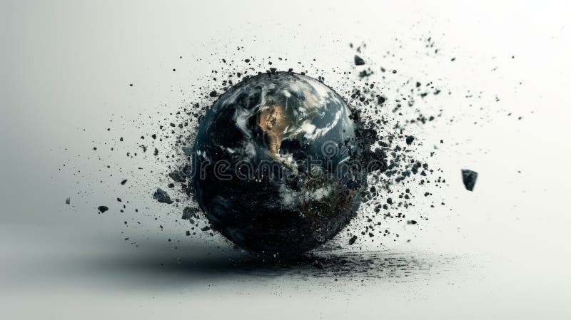 Exploding Earth with Debris Particles Stock Photo - Image of world ...