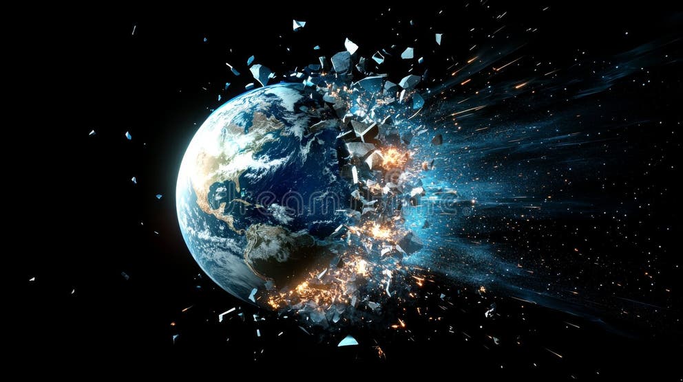 Exploding Earth Depicting Climate Catastrophe Stock Illustration ...