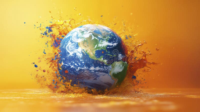 Exploding Earth Orange and Yellow Particle Dispersion Stock ...