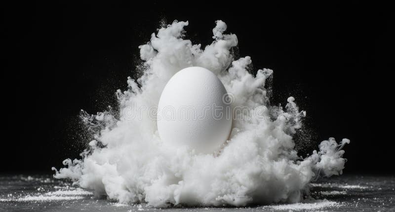 Exploding egg in smoke stock illustration. Illustration of studio ...