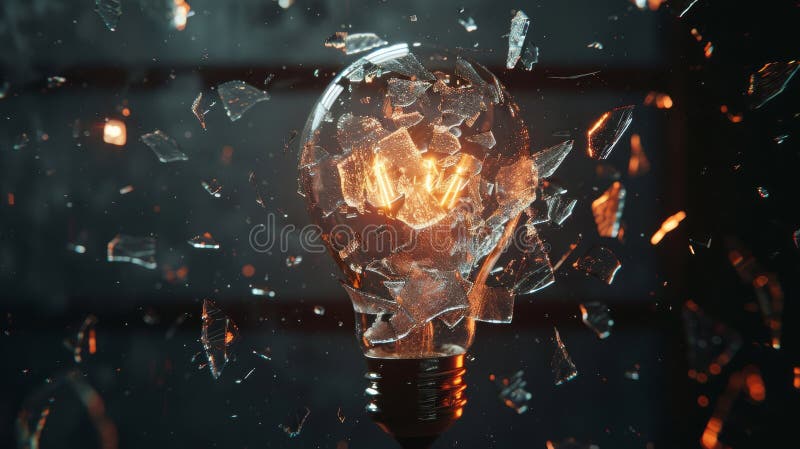 Exploding Electric Bulb Concept Illustrating Innovation Breakthrough ...