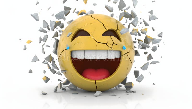 Exploding Emoji Laughing Tears Breaking Point Emotional 3D Render Stock ...