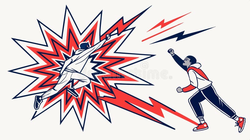 Exploding Energy with Person Silhouette, Dynamic Vector Art Action ...