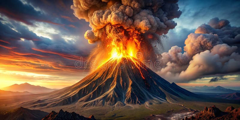 Exploding Erupting Active Volcano Generative by AI Stock Illustration ...