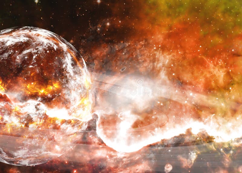 Exploding Exoplanet with Ring in Outer Space Stock Illustration ...