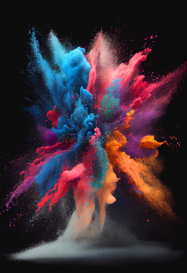 Exploding Explosion of Colourful Dust Paint Powder Stock Illustration ...