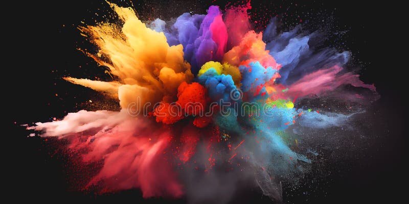 Exploding Explosion of Colourful Dust Paint Powder Stock Illustration ...