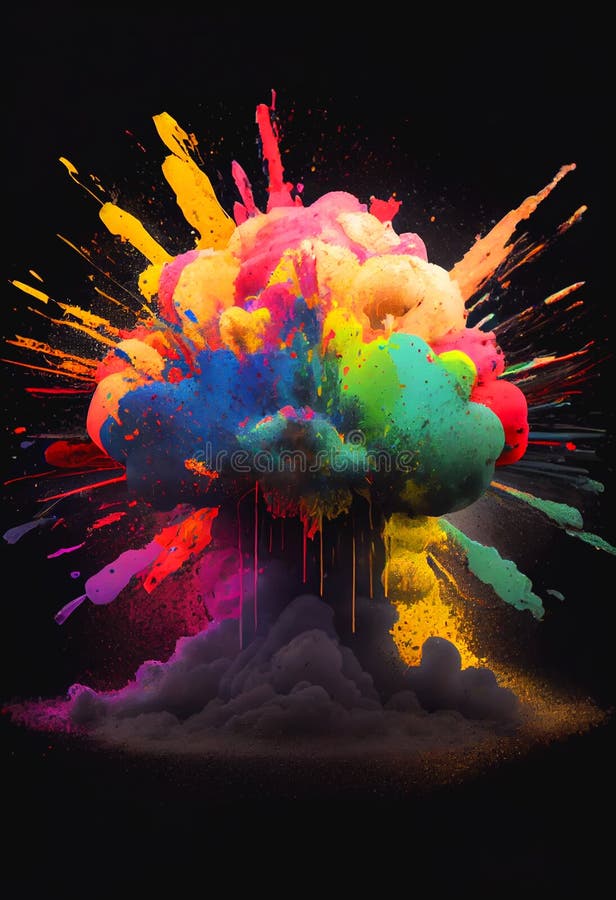 Exploding Explosion of Colourful Dust Paint Powder Stock Illustration ...