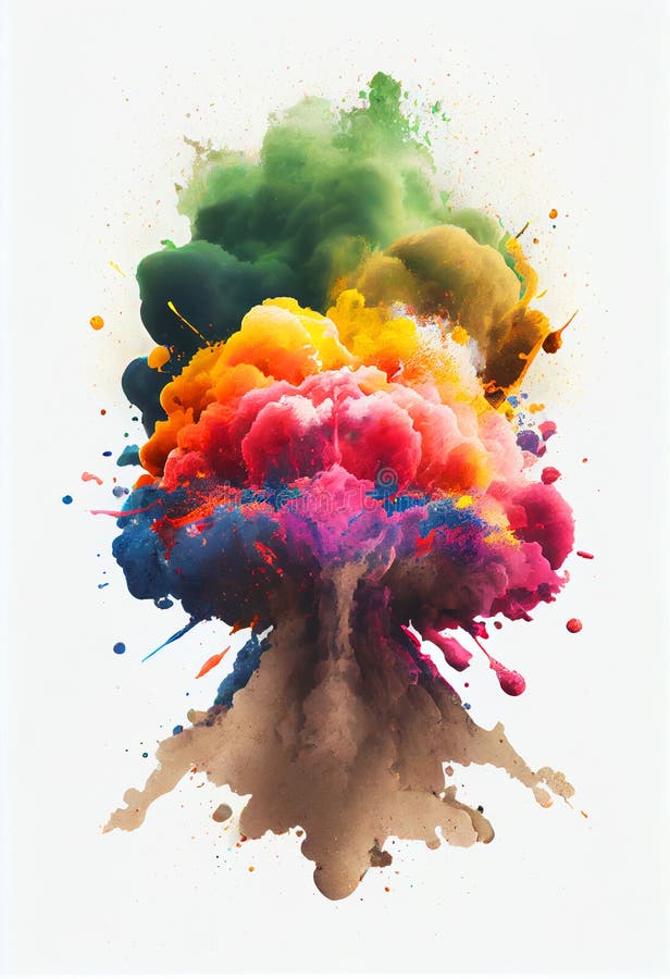 Exploding Explosion of Colorful Dust Paint Smoke Mushroom Cloud Stock ...