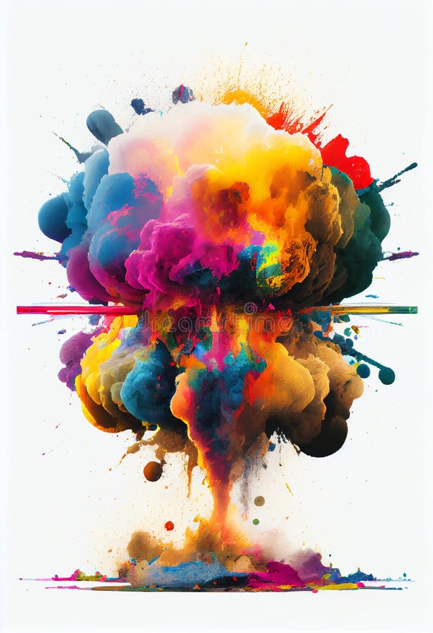 Exploding Explosion of Colorful Dust Paint Smoke Mushroom Cloud Stock ...