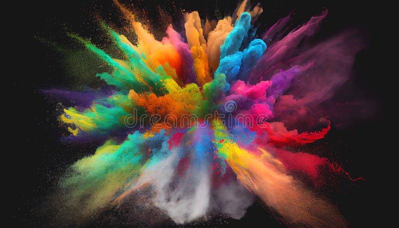 Exploding Explosion of Colourful Dust Paint Powder Stock Illustration ...