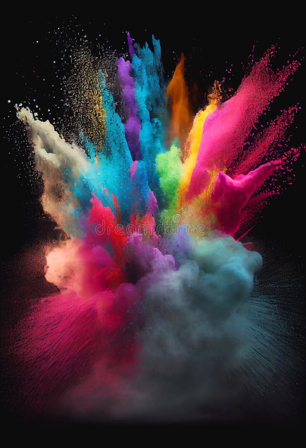 Exploding Explosion of Colourful Dust Paint Powder Colorful Stock ...