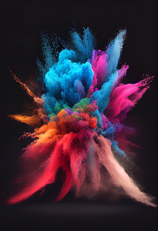 Exploding Explosion of Colourful Dust Paint Powder Colorful Stock ...