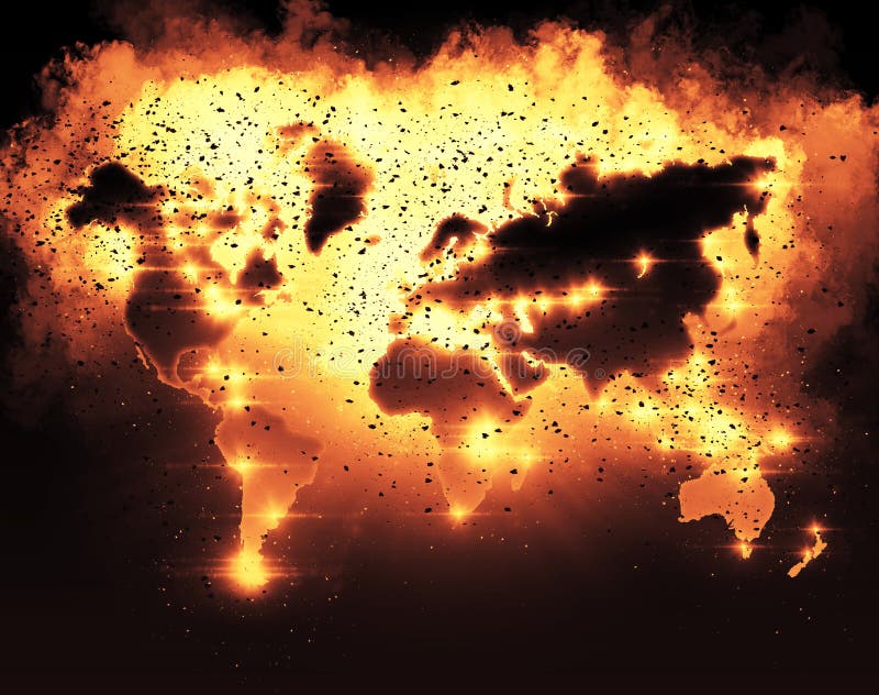 Exploding Fire World Map Continental Particles Background 3D ...