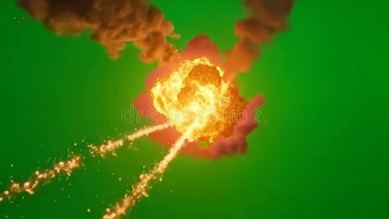 Exploding Fireball with Smoke and Sparks on Green Screen Stock Video ...