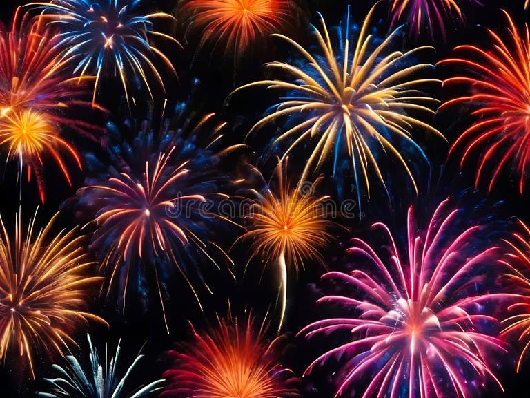 Exploding Firework Display at Night for Celebration . Generative AI ...