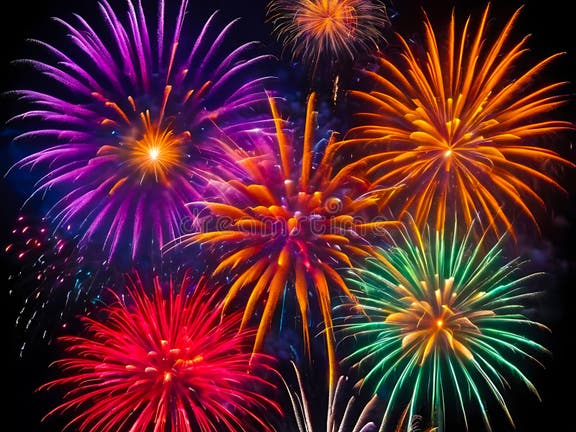 Exploding Firework Display at Night for Celebration . Generative AI ...
