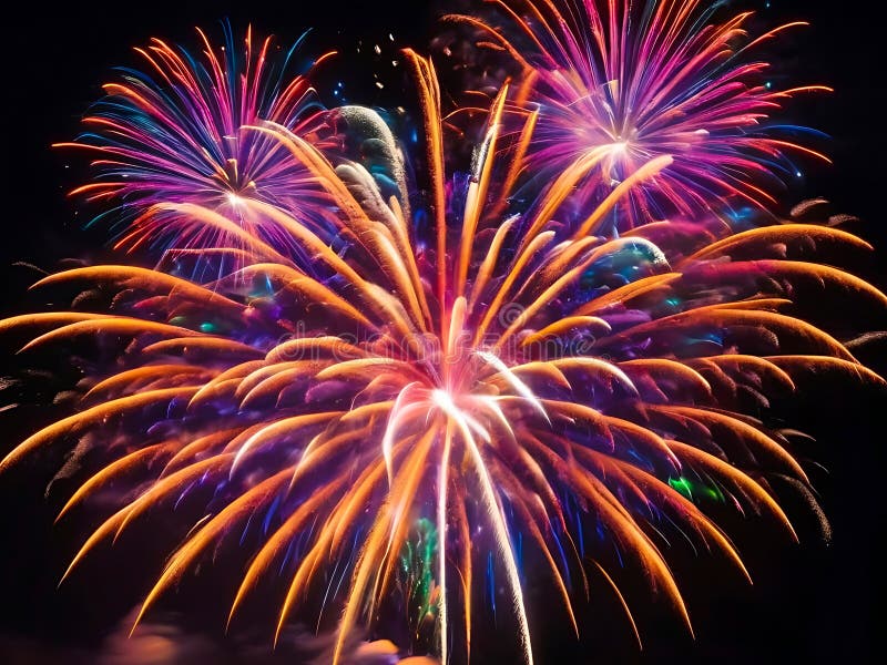 Exploding Firework Display at Night for Celebration . Generative AI ...