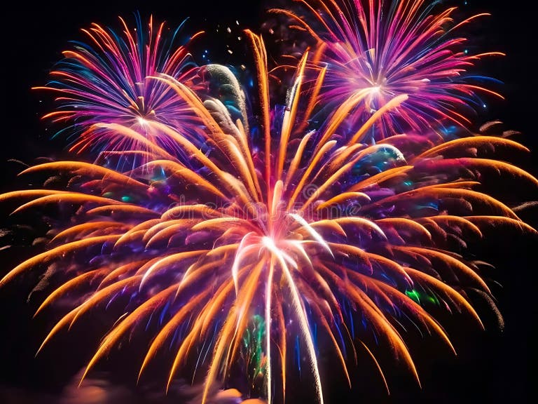 Exploding Firework Display at Night for Celebration . Generative AI ...