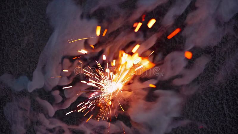 Exploding Firework with Smoke and Sparks in Dark Environment, Dynamic ...