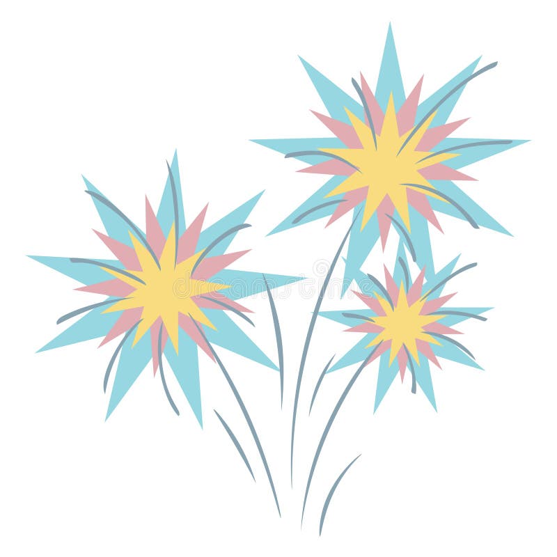 Exploding Fireworks in the Form of Stars. Flashes of Multi-colored ...