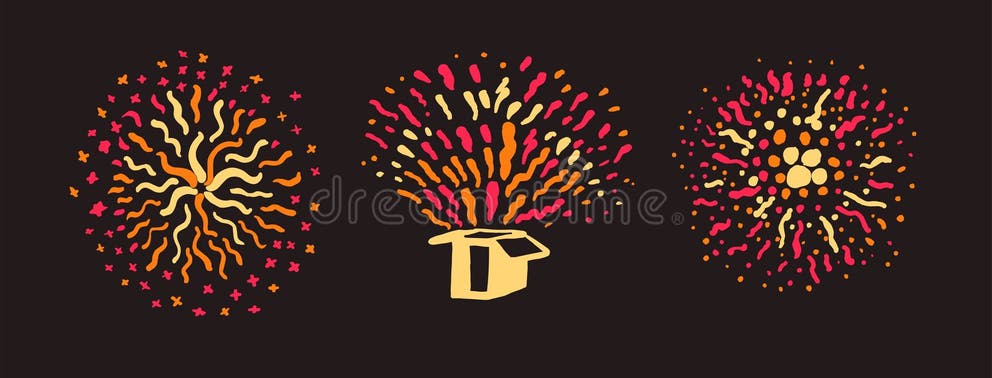 Exploding Fireworks Gift Box Vector Stock Vector - Illustration of ...