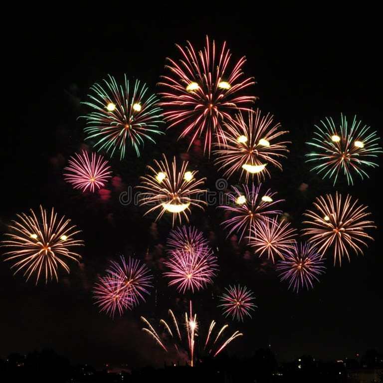 Exploding Fireworks Illuminate the Night Sky in a Dazzling Array of ...