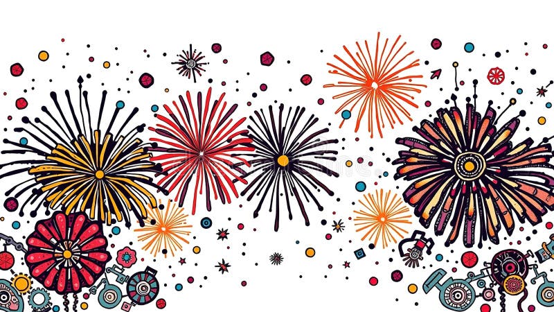 Exploding Fireworks Illuminating a Steampunk Metropolis a Detailed ...